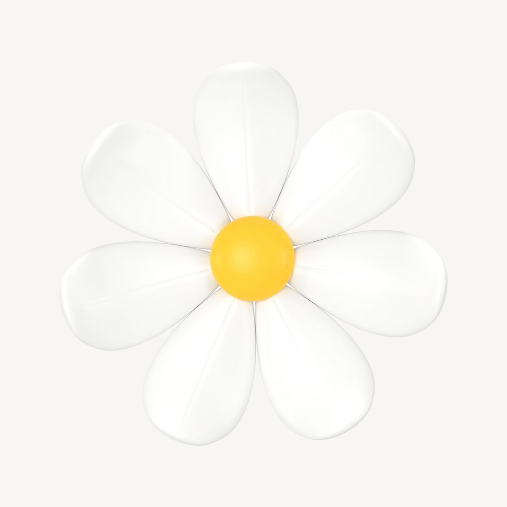 White flower sticker, cute 3D | PSD Illustration - rawpixel
