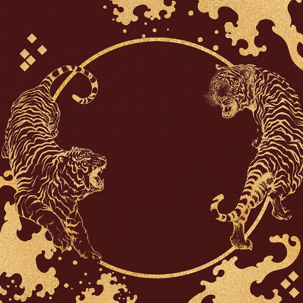 Aesthetic Japanese tigers background, round | Premium Photo - rawpixel
