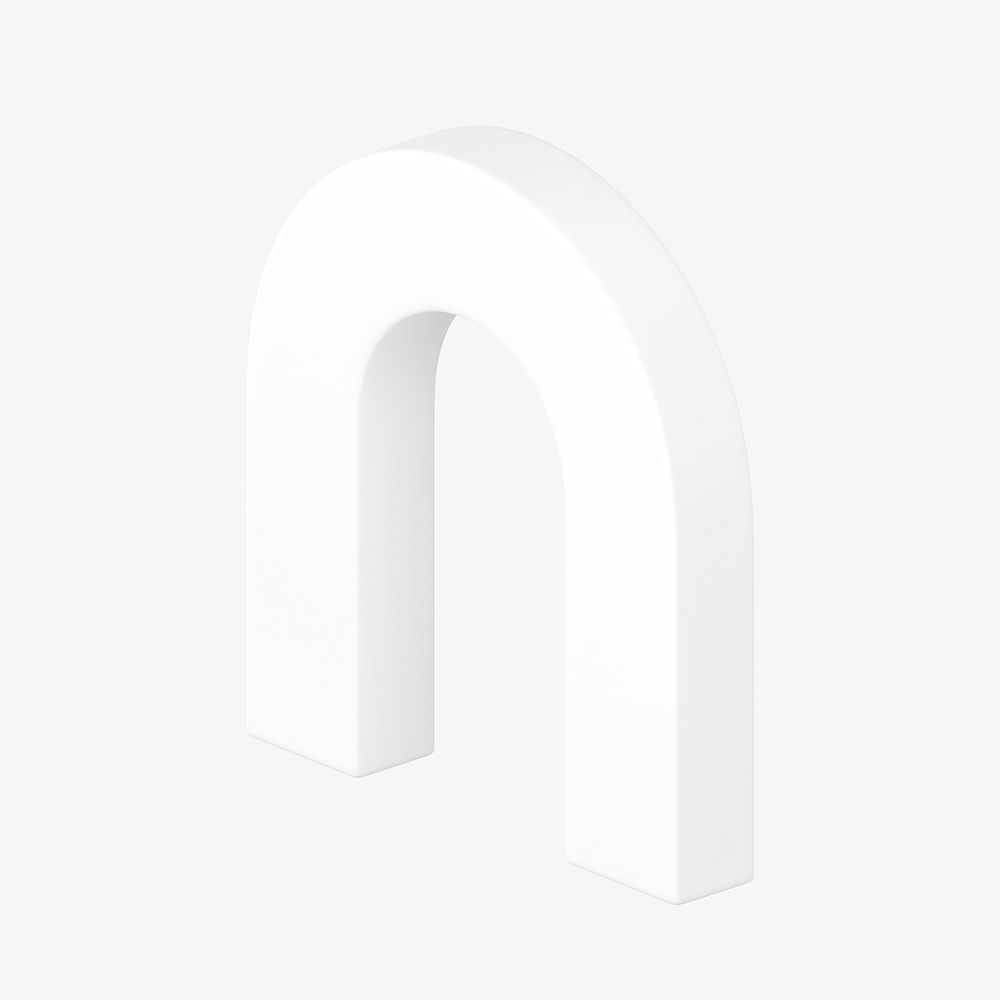 3D white u shape, geometric | Premium PSD - rawpixel