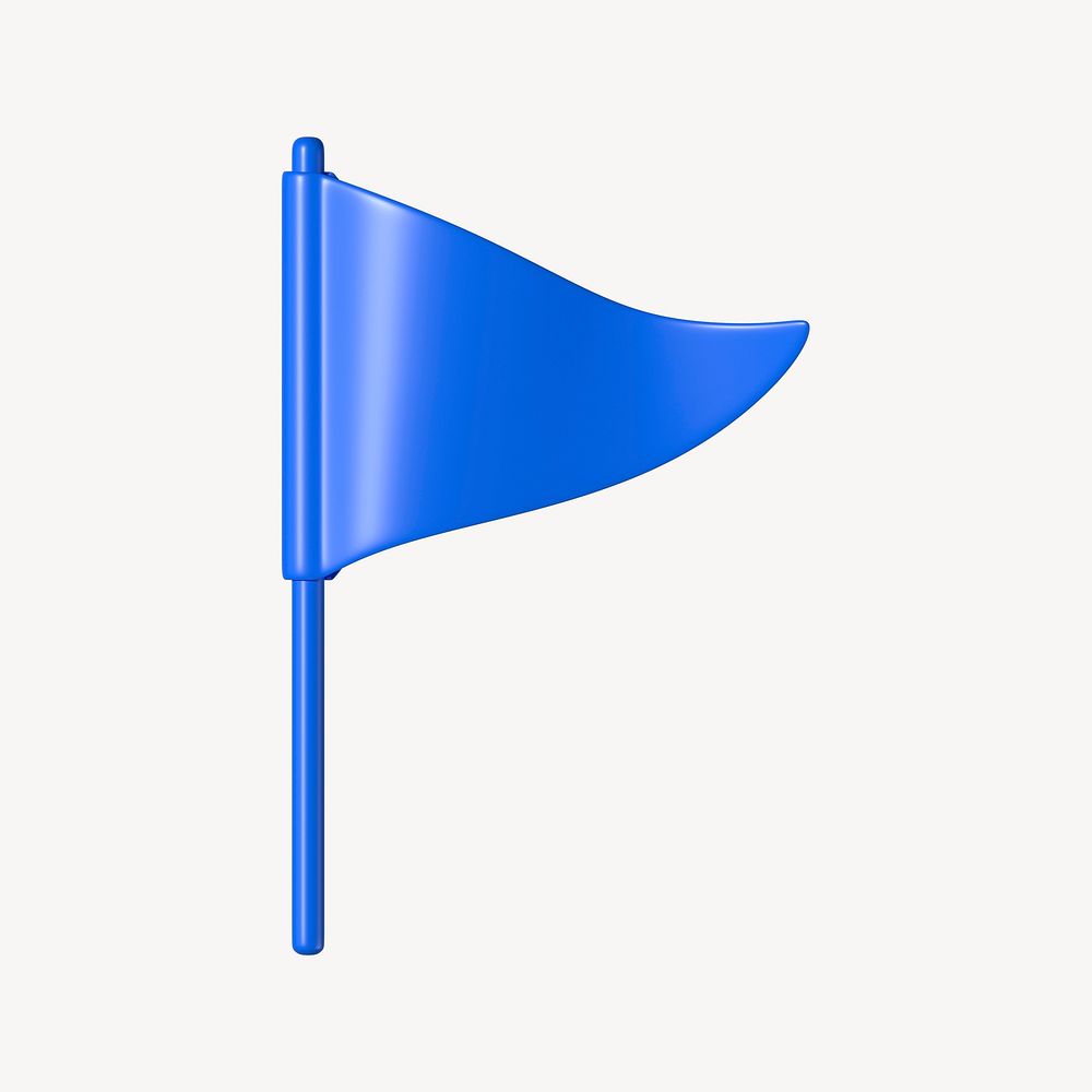 Blue flag icon, 3D business | Premium PSD - rawpixel