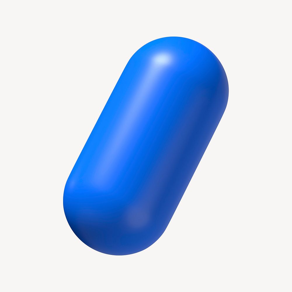 3D blue capsule shape, geometric | Premium PSD - rawpixel