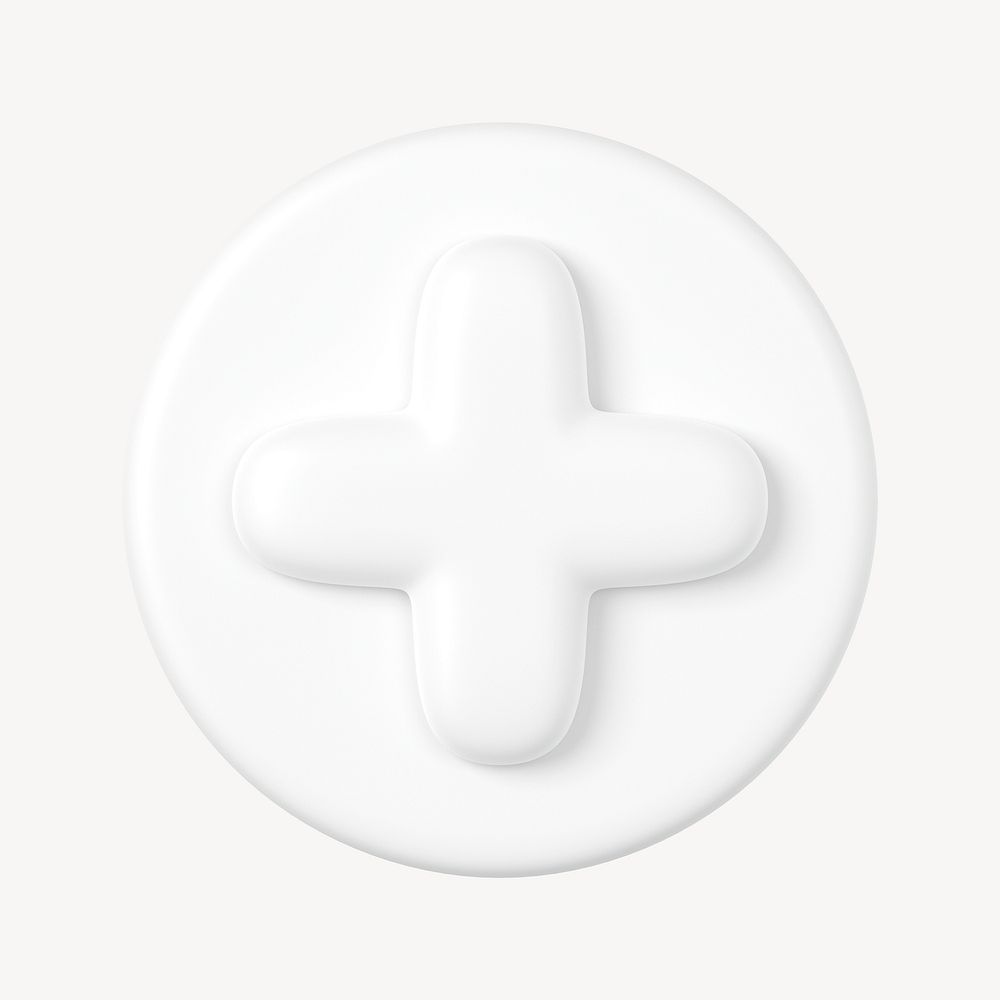 White plus sign 3D clipart | Free Photo - rawpixel