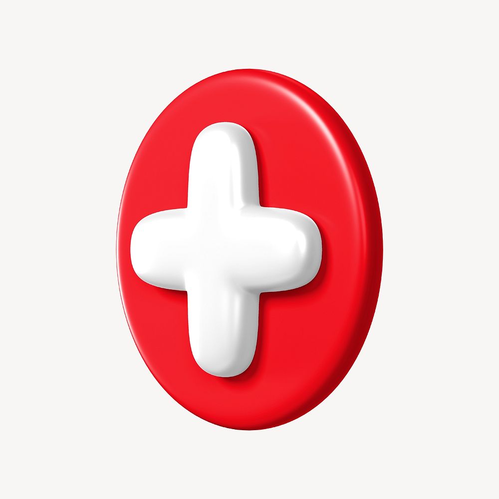 Red plus sign 3D collage | Premium PSD - rawpixel