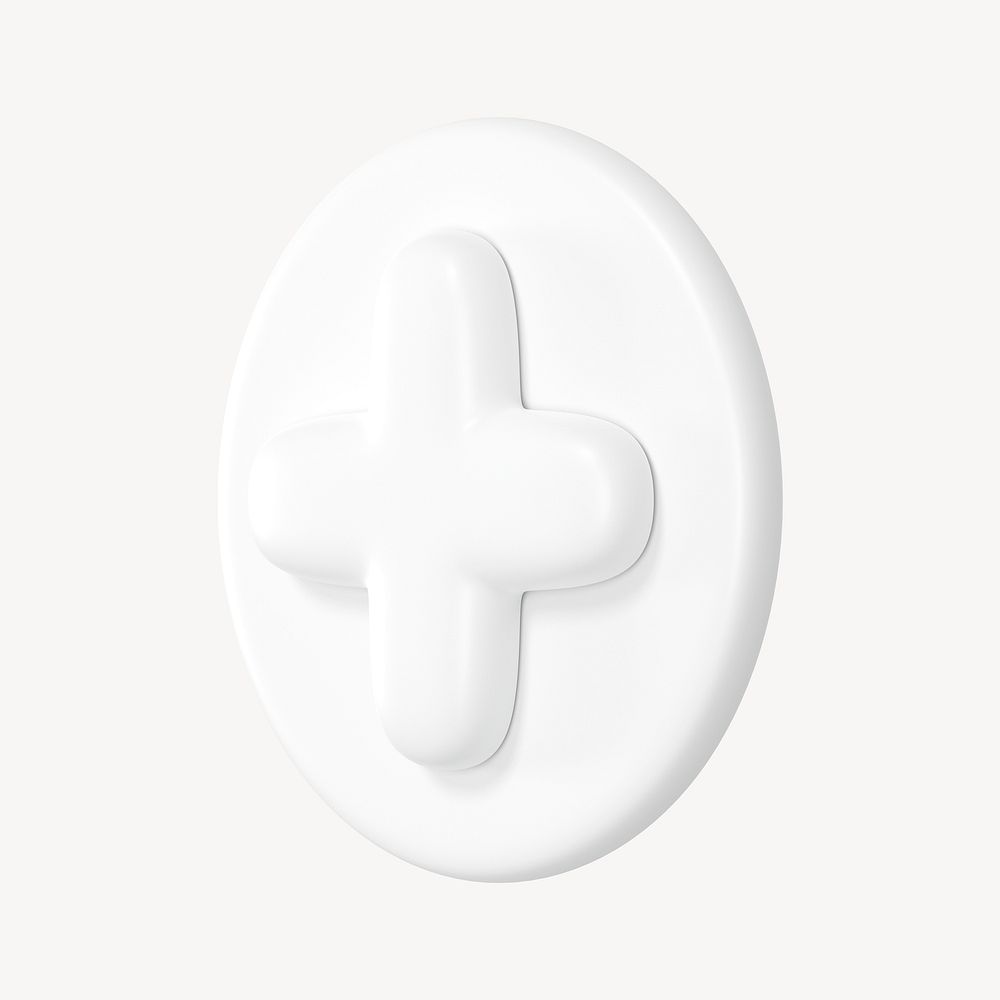 White plus sign 3D clipart | Free Photo - rawpixel