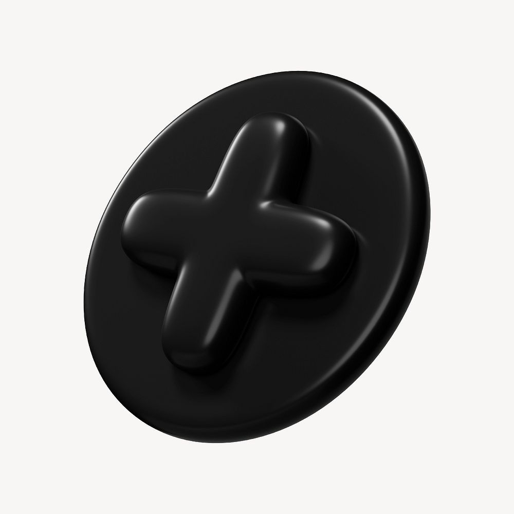 Black plus sign 3D collage | Premium PSD - rawpixel