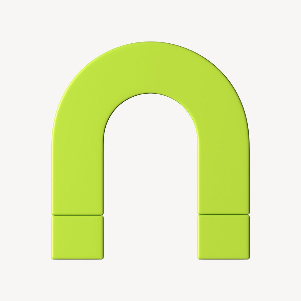 3D green u shape, geometric | Premium PSD - rawpixel