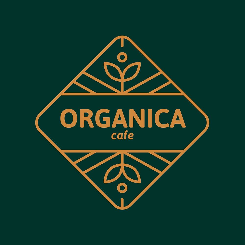 Gold cafe logo, botanical green | Premium PSD - rawpixel