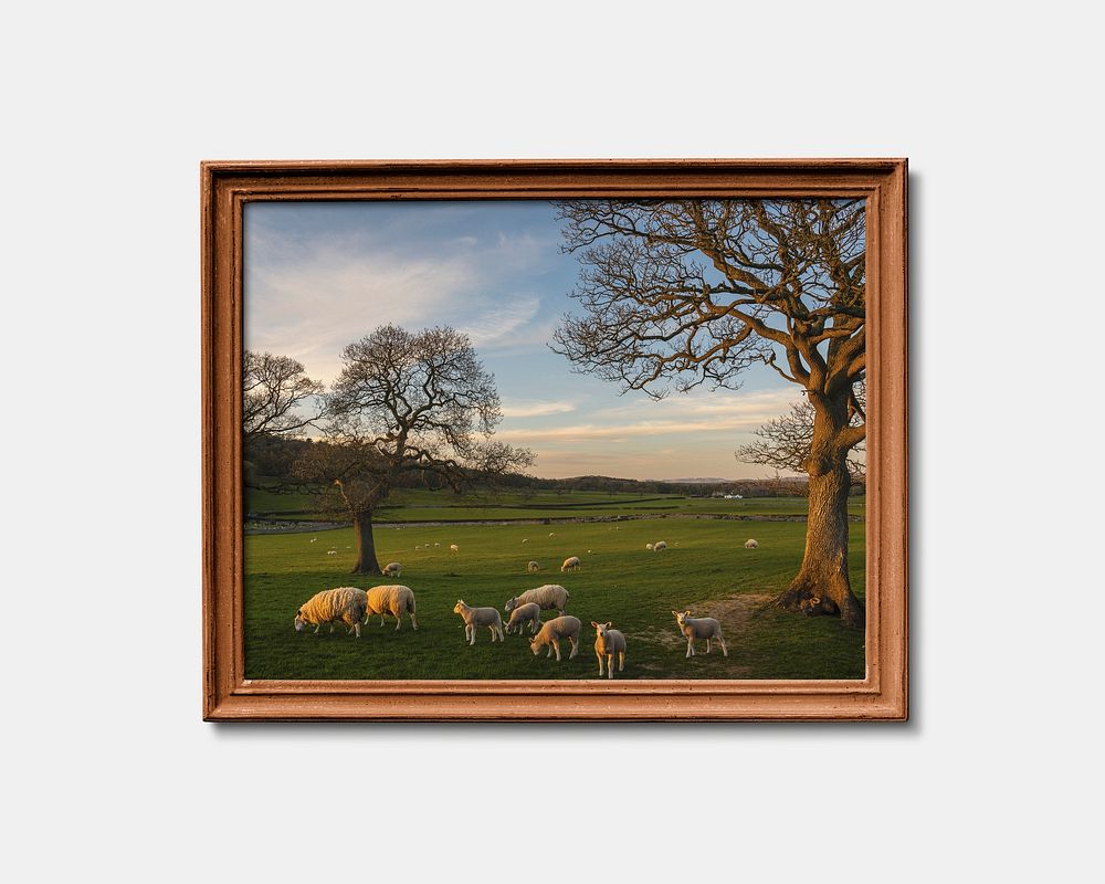 Farm landscape in wooden frame | Premium Photo - rawpixel