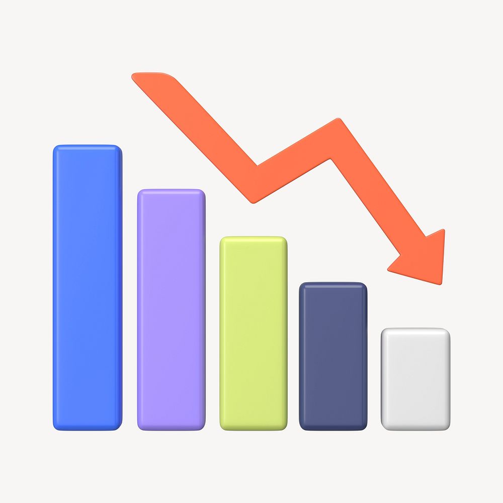 Downward bar graph 3D rendered | Premium PSD - rawpixel