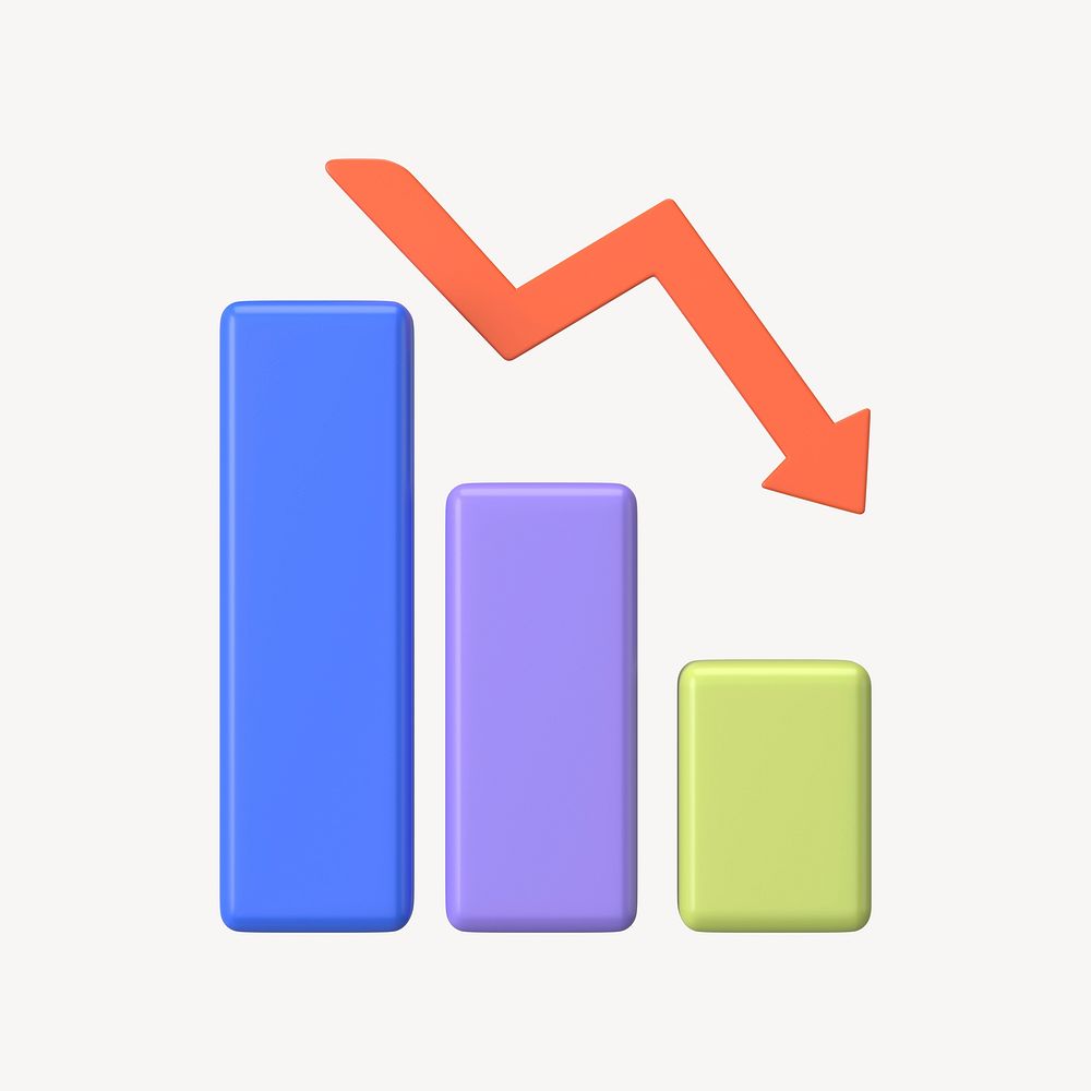 Decreasing bar graph 3D rendered | Premium PSD - rawpixel