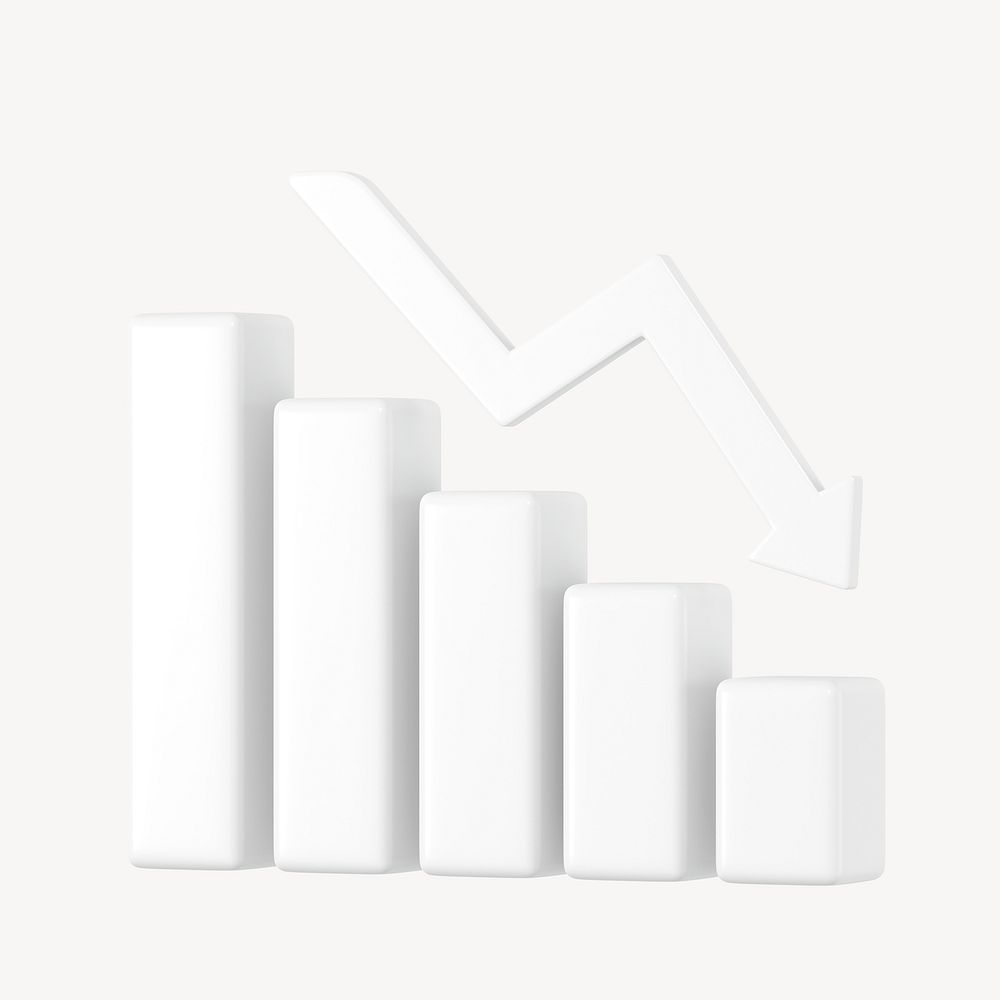 White decreasing bar graph 3D | Premium PSD - rawpixel