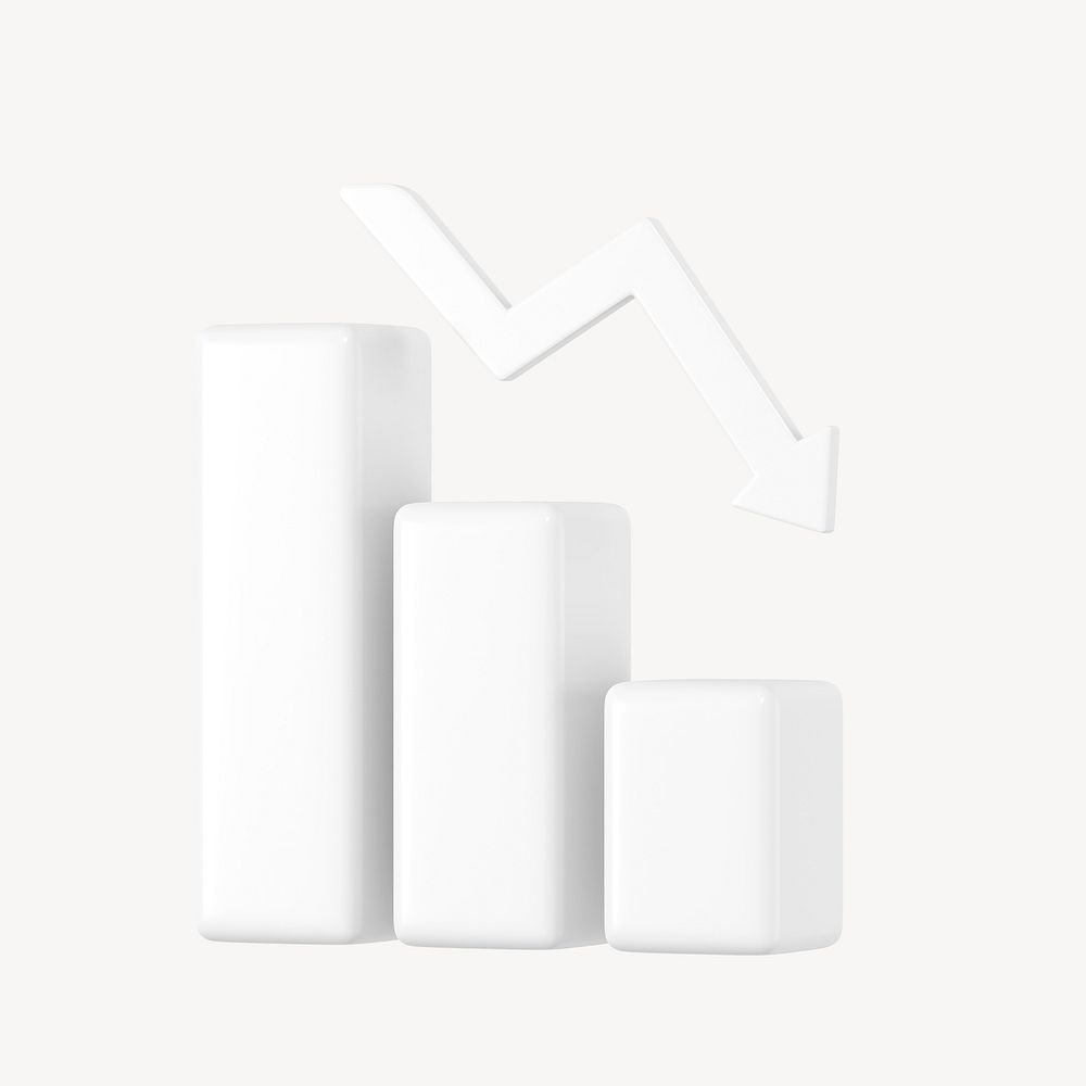 White decreasing bar graph 3D | Free Photo - rawpixel