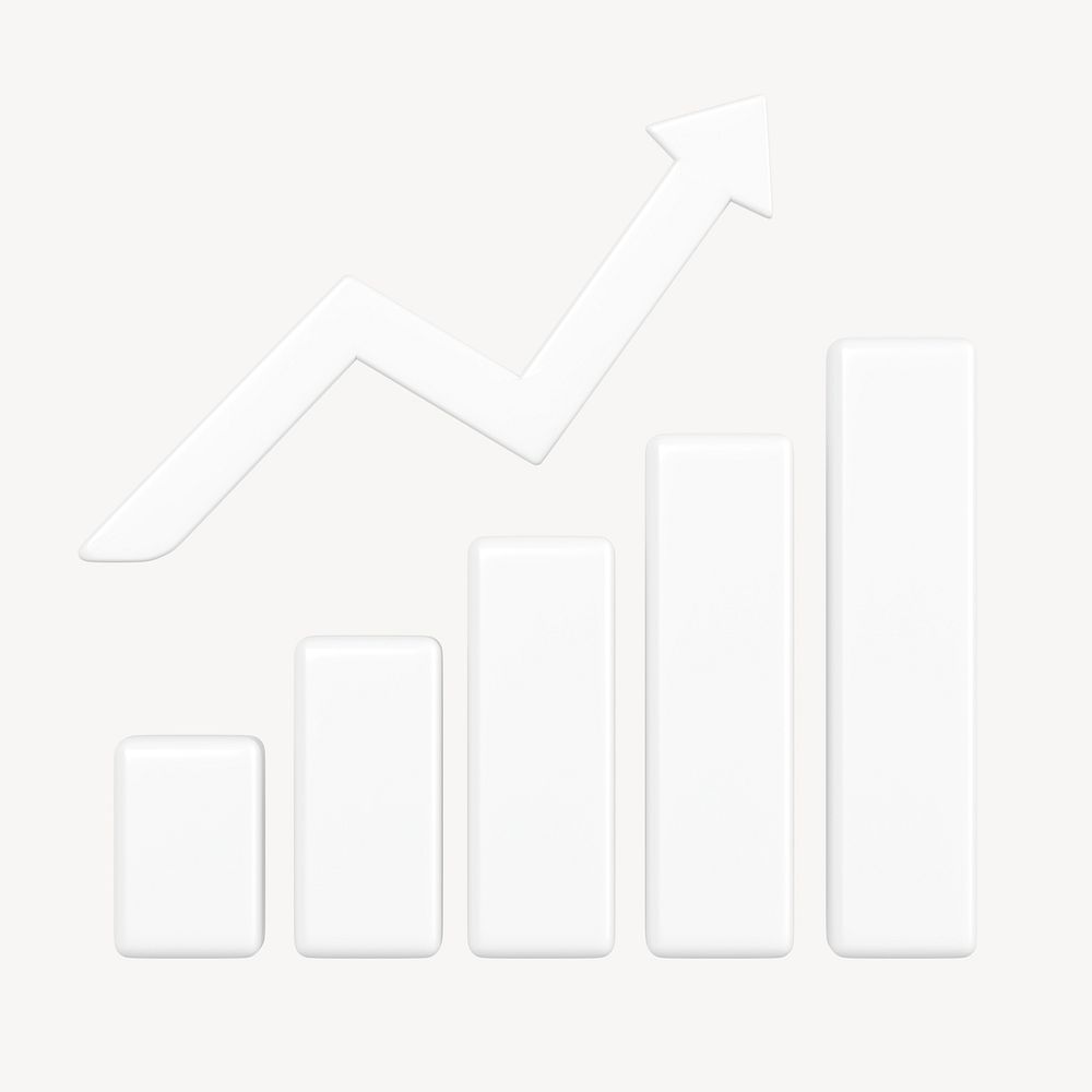 White increasing bar graph 3D | Premium PSD - rawpixel