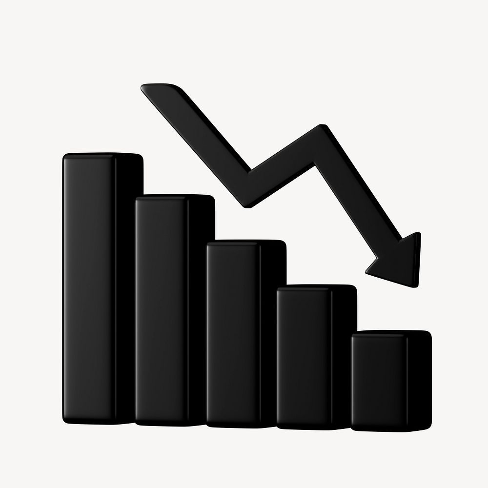 Black negative bar graph 3D | Premium PSD - rawpixel