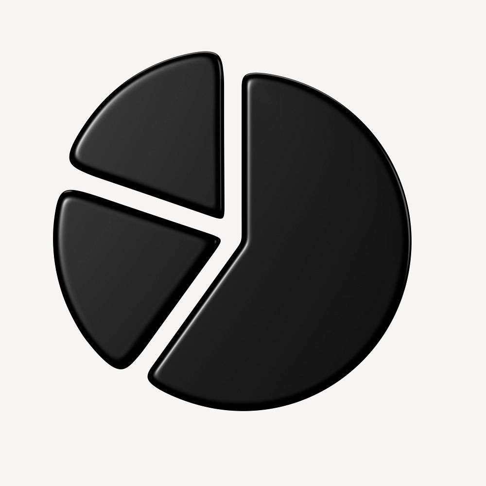 Monochrome 3d pie chart, black | Premium PSD - rawpixel
