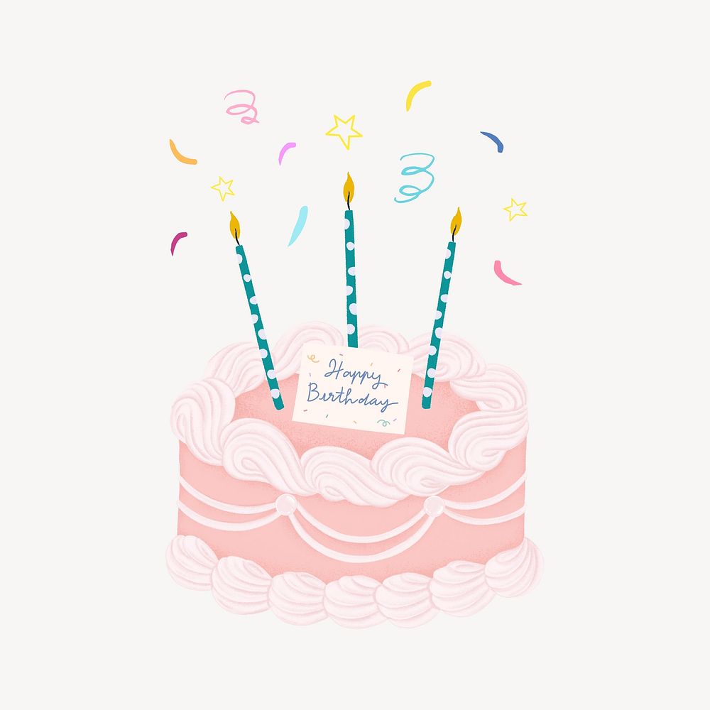 Pink birthday cake, celebration graphic | Free Photo - rawpixel