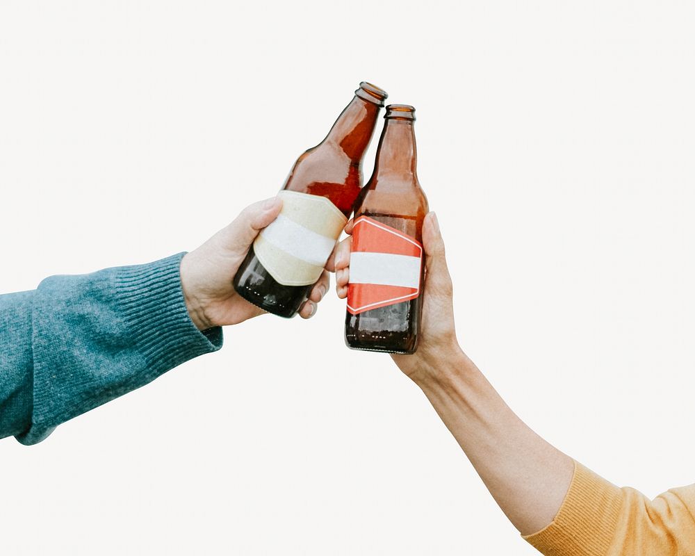 Two people clinking beer bottles | Free Photo - rawpixel