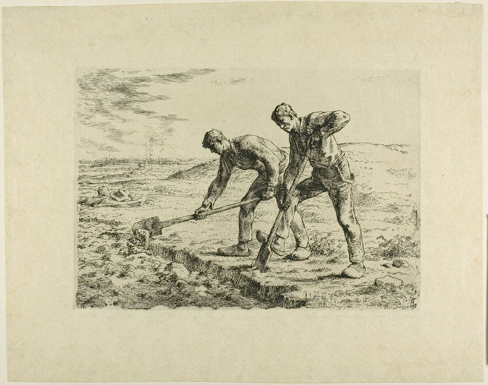 Two Men Digging Jean François | Free Photo Illustration - rawpixel