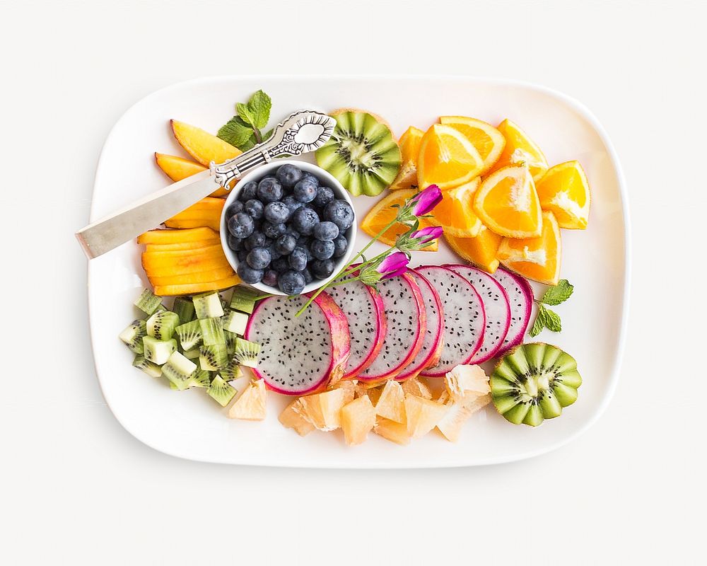 Tropical fruits plate isolated image | Free Photo - rawpixel