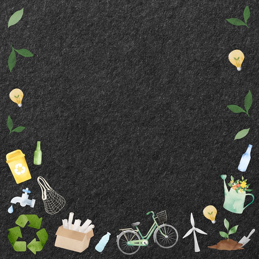 Eco-friendly lifestyle frame, black background, | Premium Photo - rawpixel