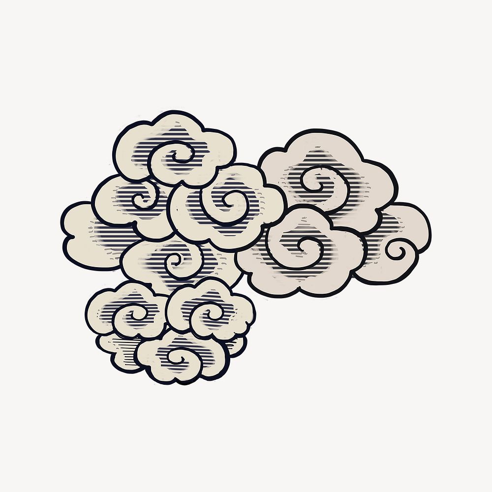 Oriental cloud collage element psd | Premium PSD Illustration - rawpixel
