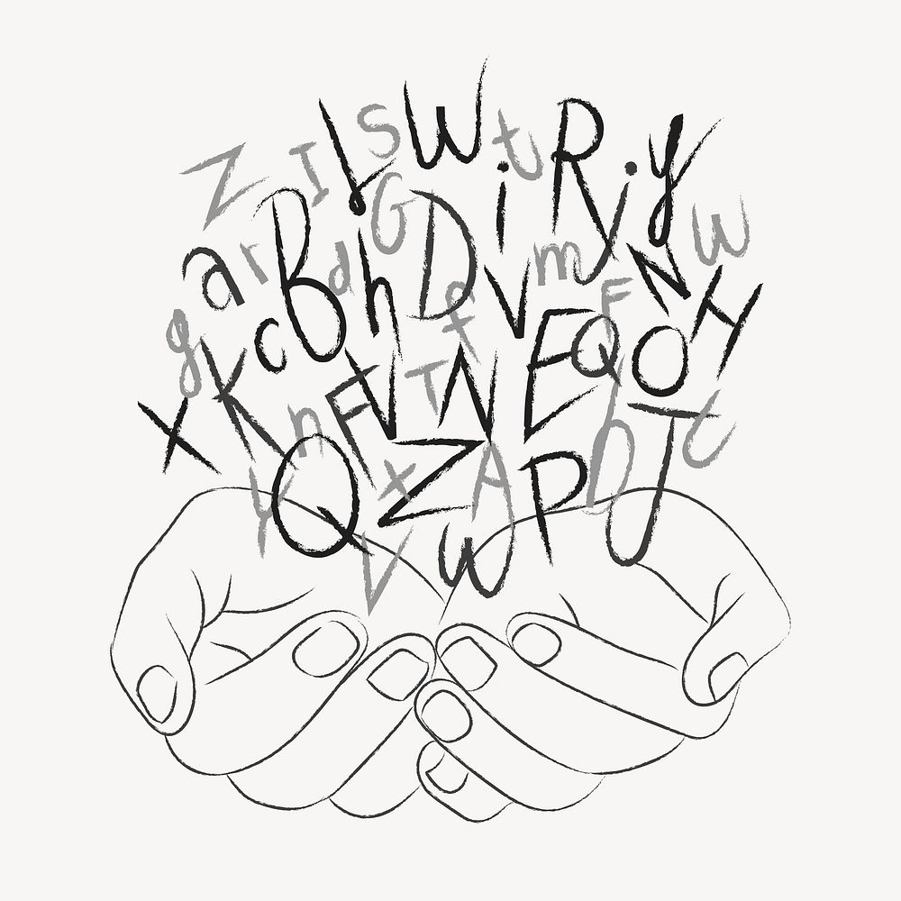 Hands cupping alphabet letters illustration | Free Photo - rawpixel