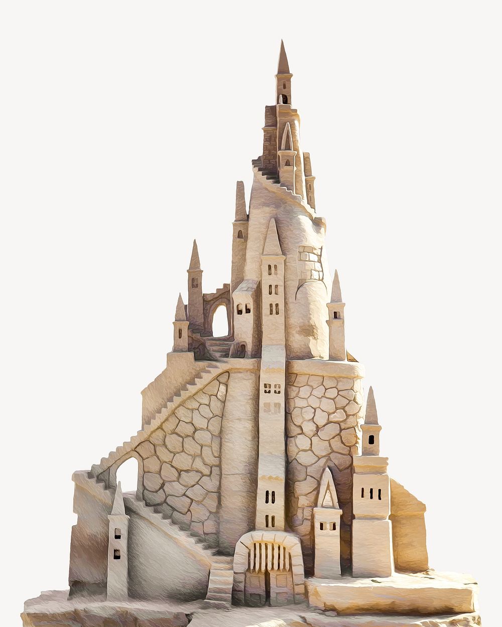 Stone castle illustration collage element | Free Photo - rawpixel