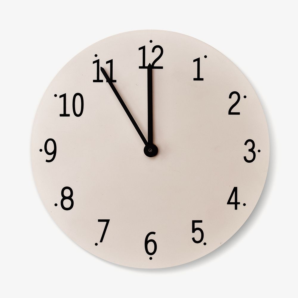 Almost noon clock isolated design | Free Photo - rawpixel