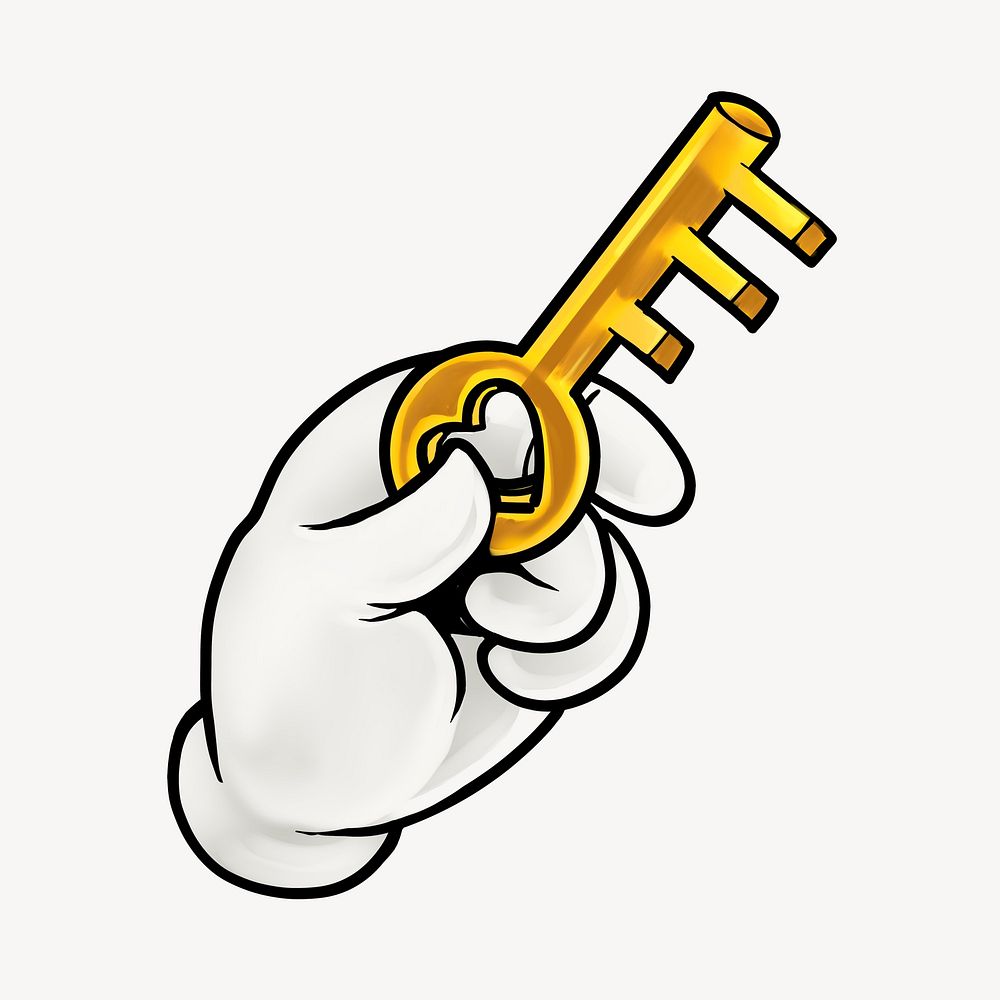 Hand holding key cartoon illustration | Premium Photo Illustration ...