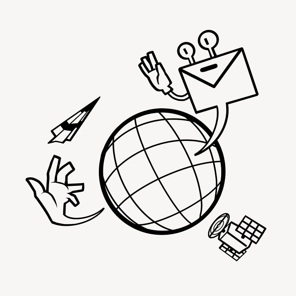 Global communication cartoon clipart vector | Premium Vector - rawpixel