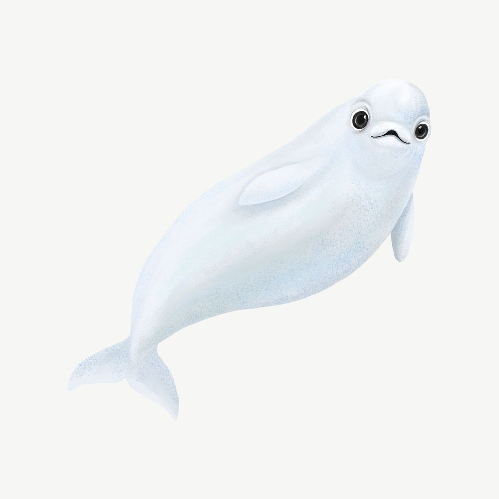 Cute beluga whale, animal illustration, | Premium PSD Illustration ...