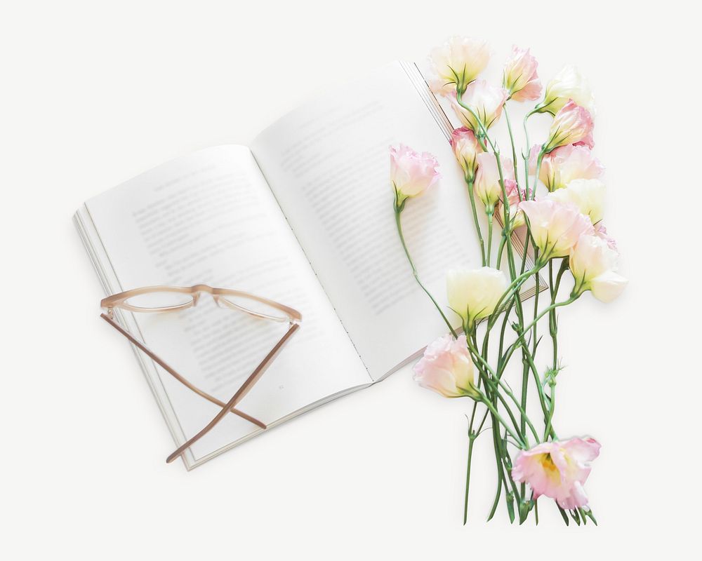 Book and flower design element | Premium PSD - rawpixel