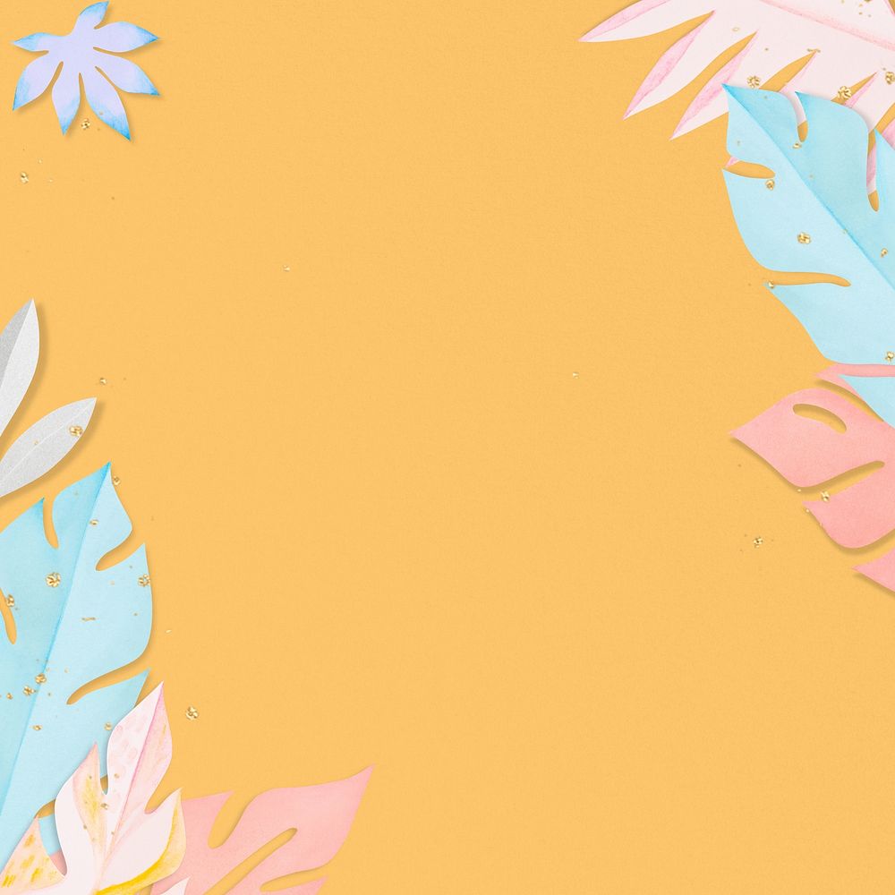 Orange paper craft leaf frame | Free Photo Illustration - rawpixel