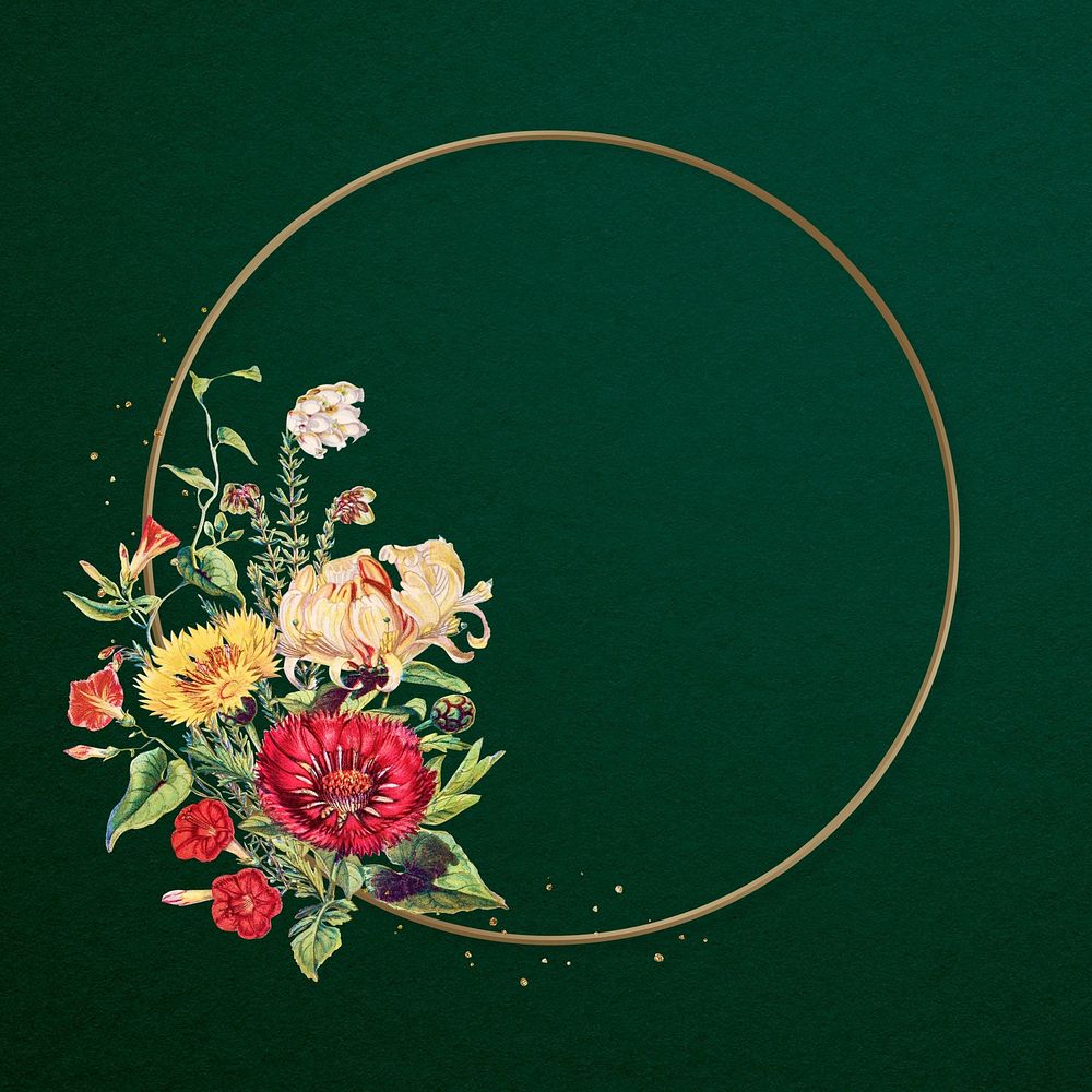 Round gold frame, aesthetic flower | Premium Photo Illustration - rawpixel