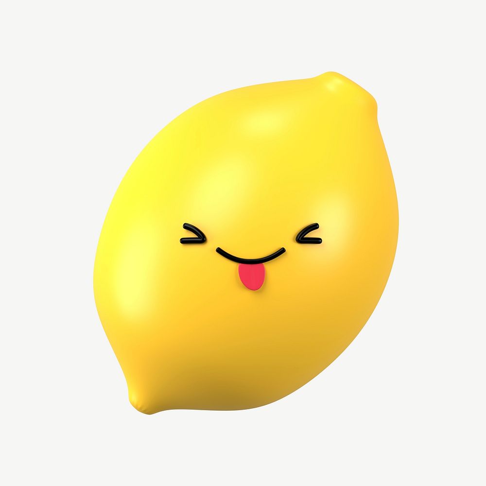 3D playful face lemon, emoticon | Premium PSD - rawpixel