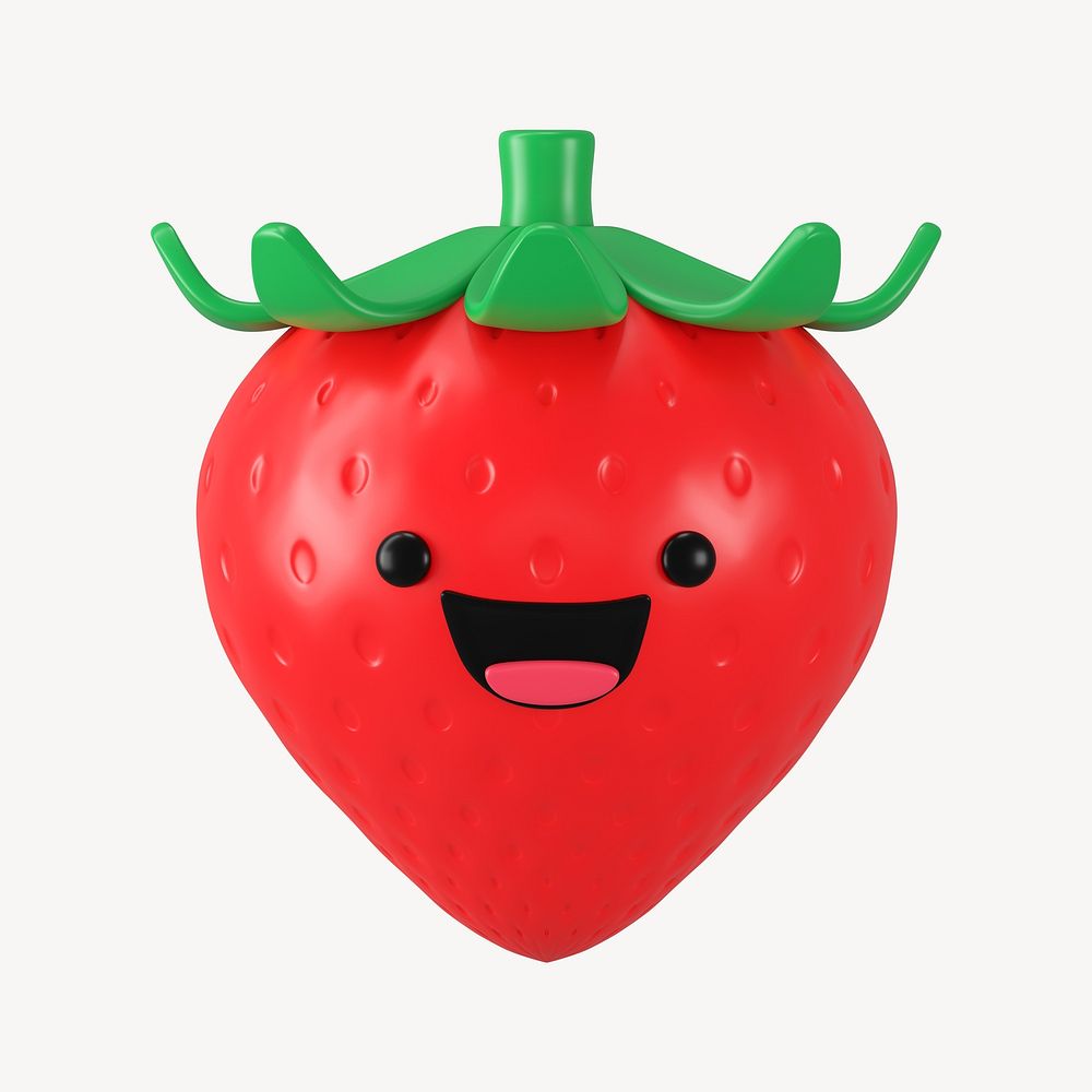 3D smiling strawberry, emoticon illustration | Free Photo - rawpixel
