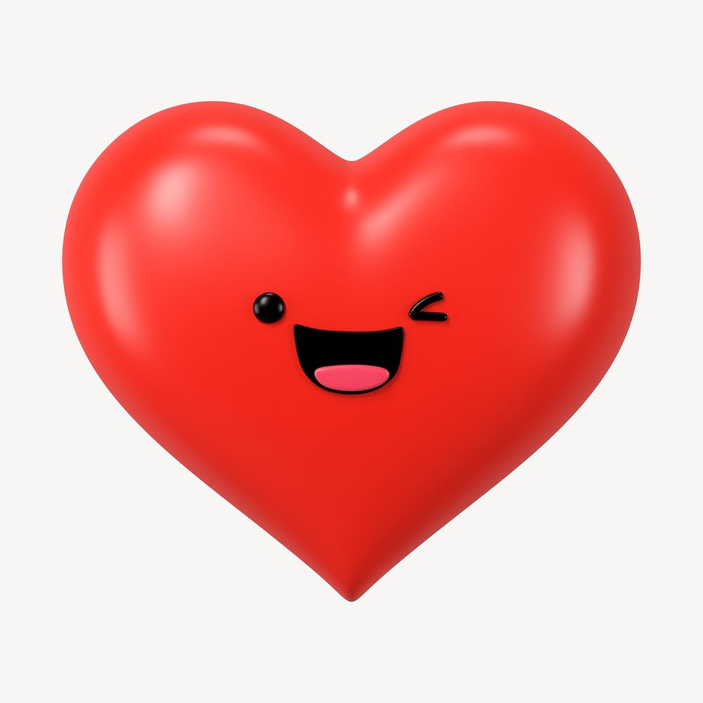 3D heart winking face emoticon | Free Photo - rawpixel