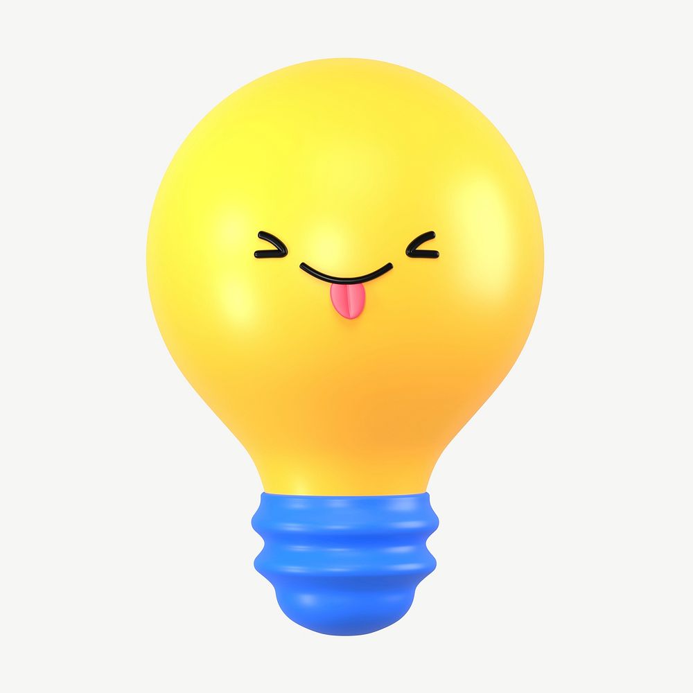 3D playful face light bulb, | Premium PSD - rawpixel