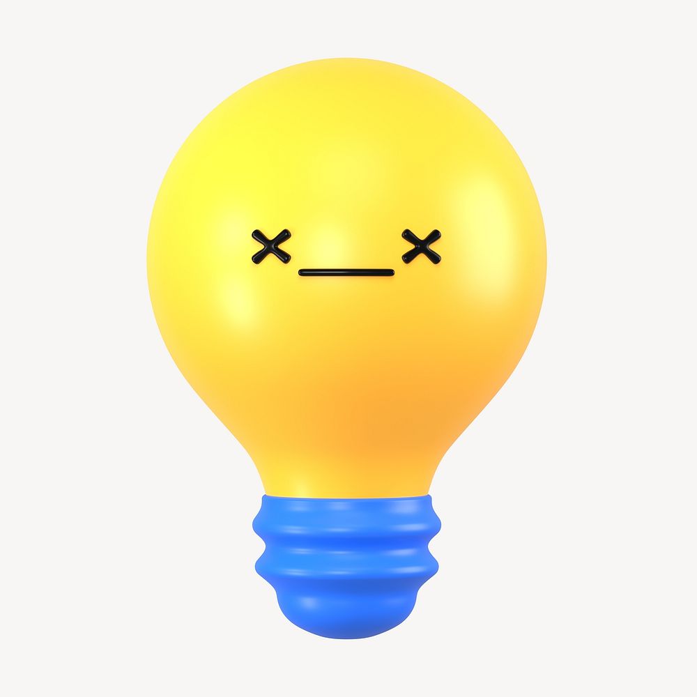3D dizzy light bulb, emoticon | Free Photo - rawpixel