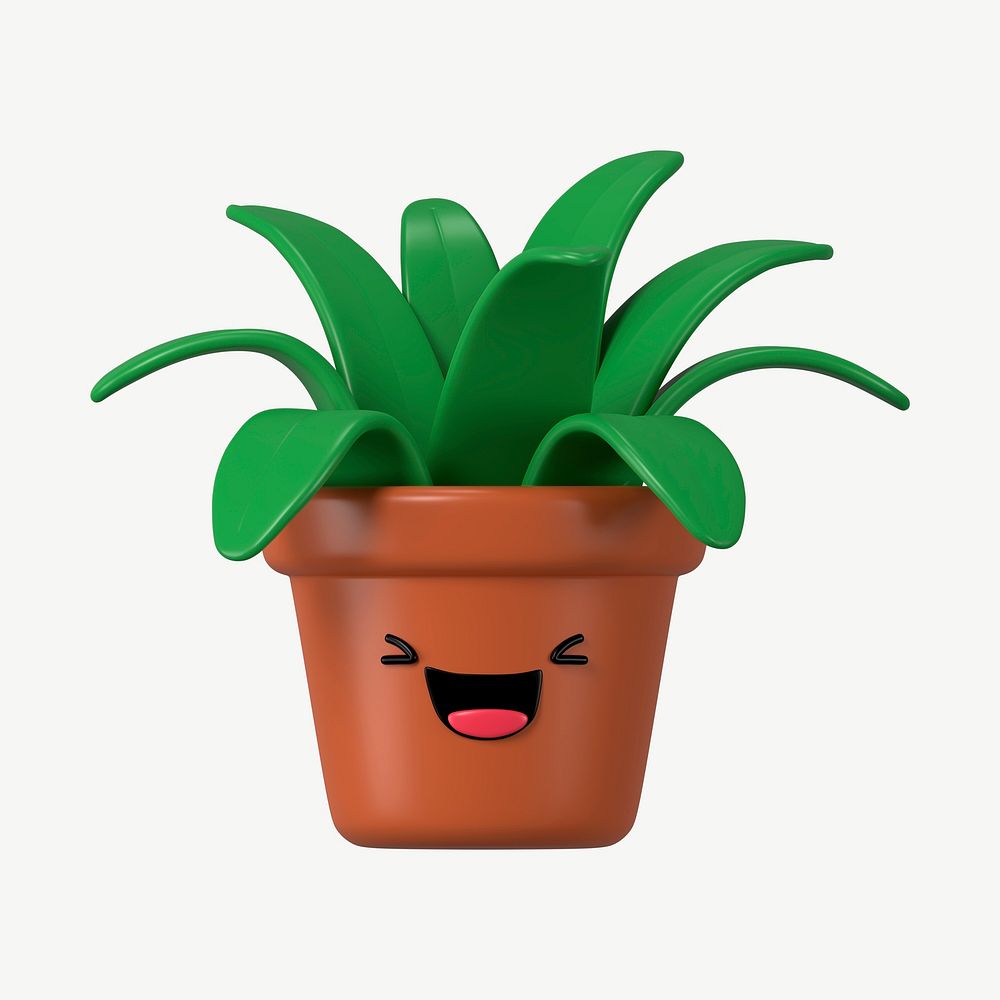 3D smiling potted plant, | Premium PSD - rawpixel