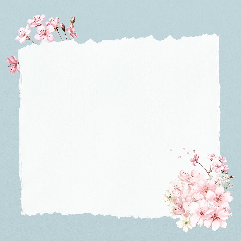 Ripped paper frame, cherry blossom | Premium Photo - rawpixel