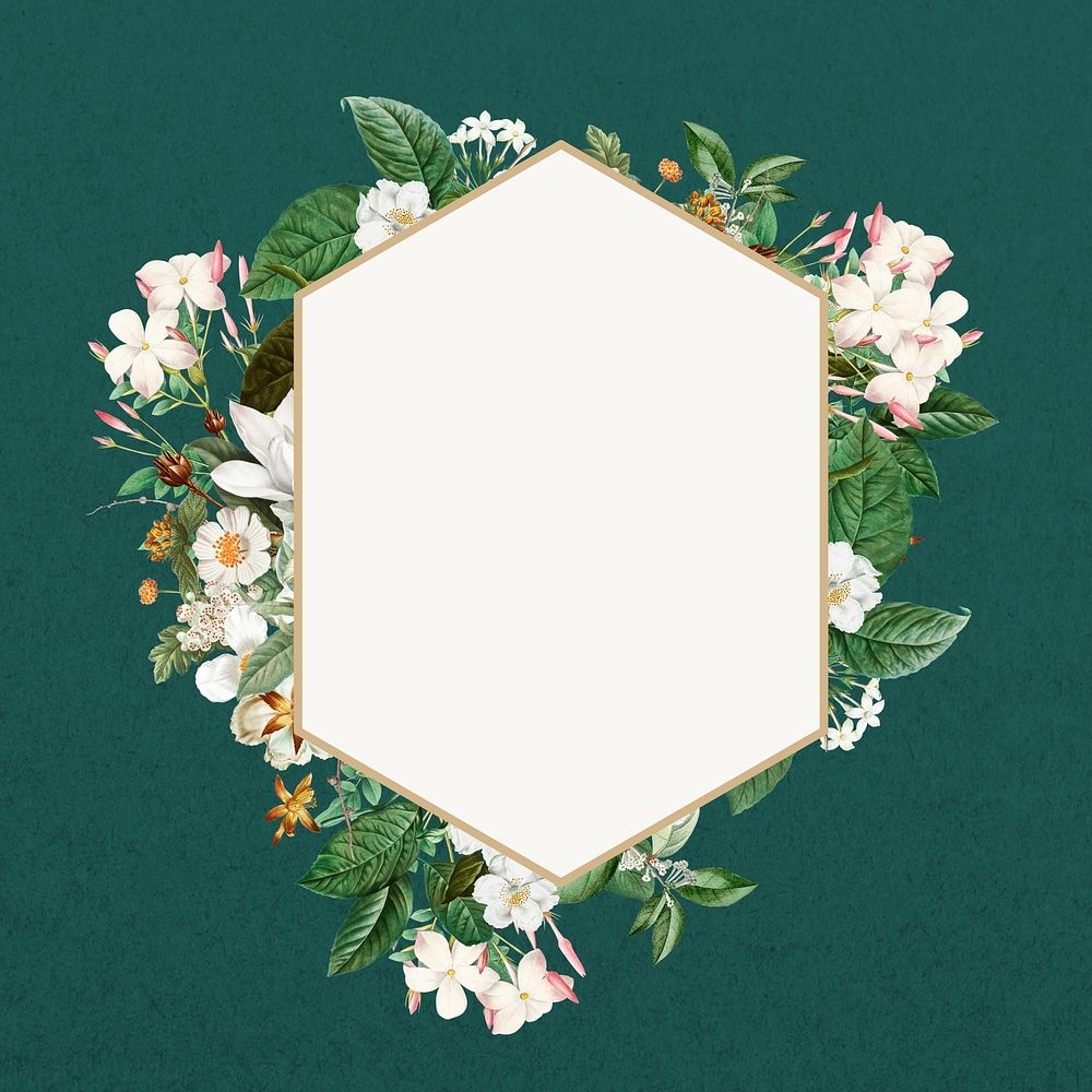 Floral hexagon frame, white flower | Premium Photo - rawpixel