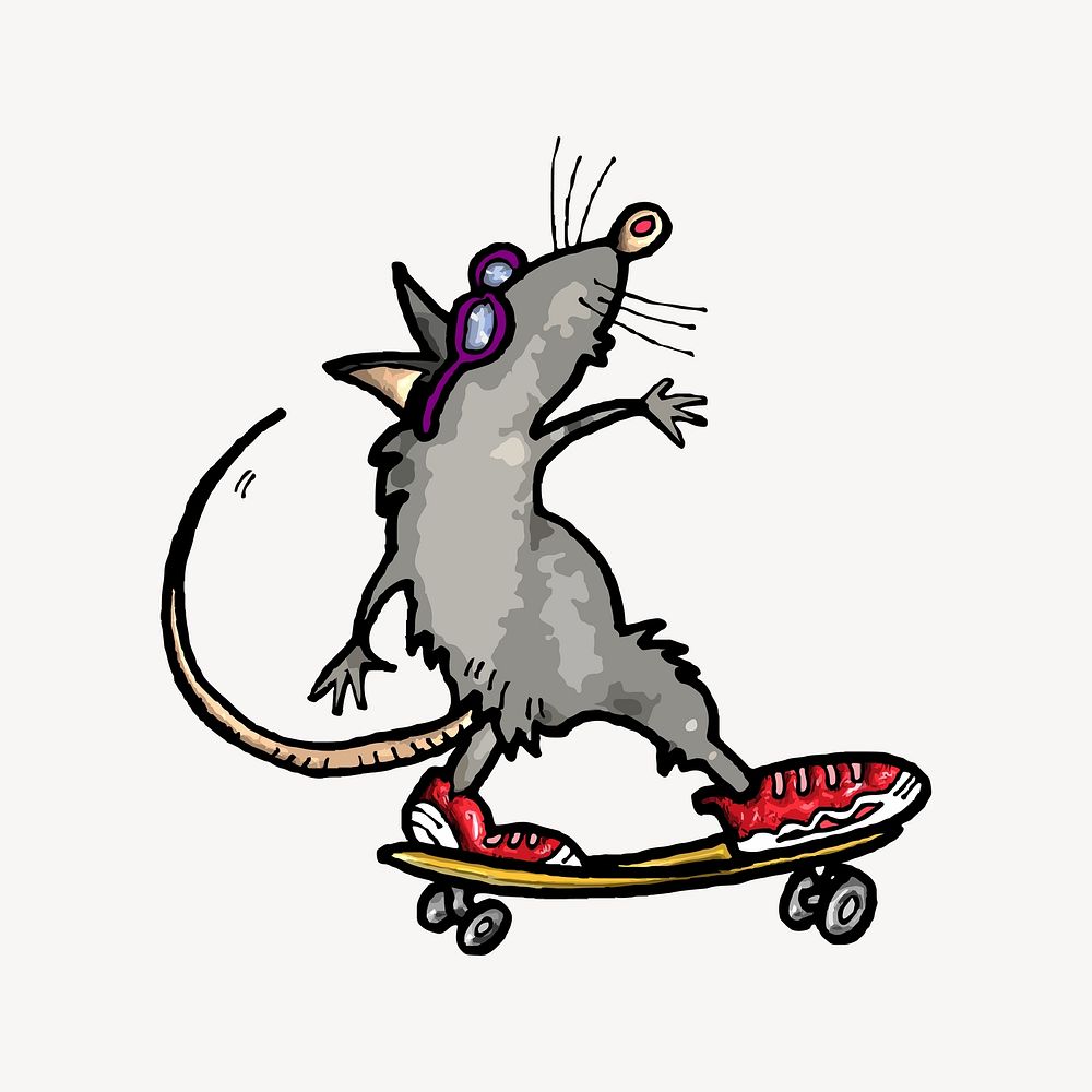 Skating rat illustration | Free Photo Illustration - rawpixel