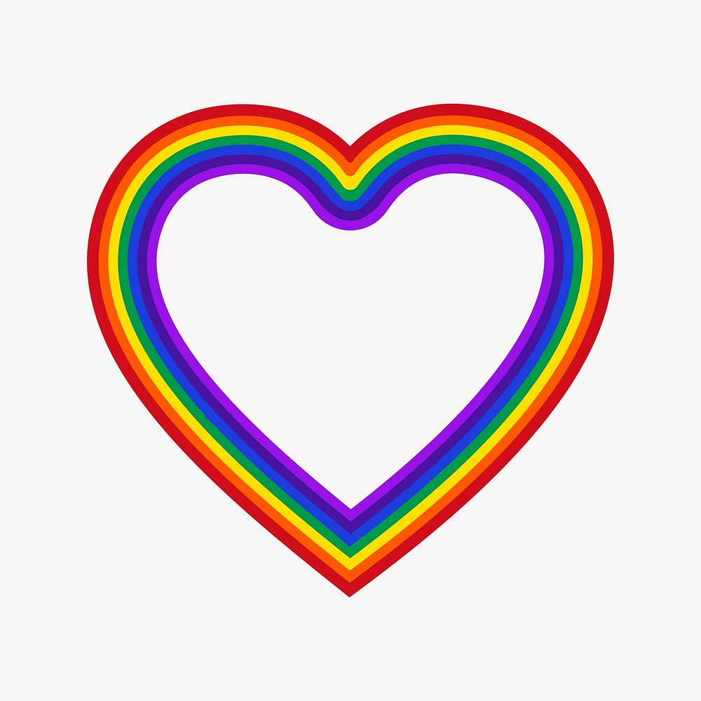 Rainbow heart clipart illustration vector | Free Vector - rawpixel