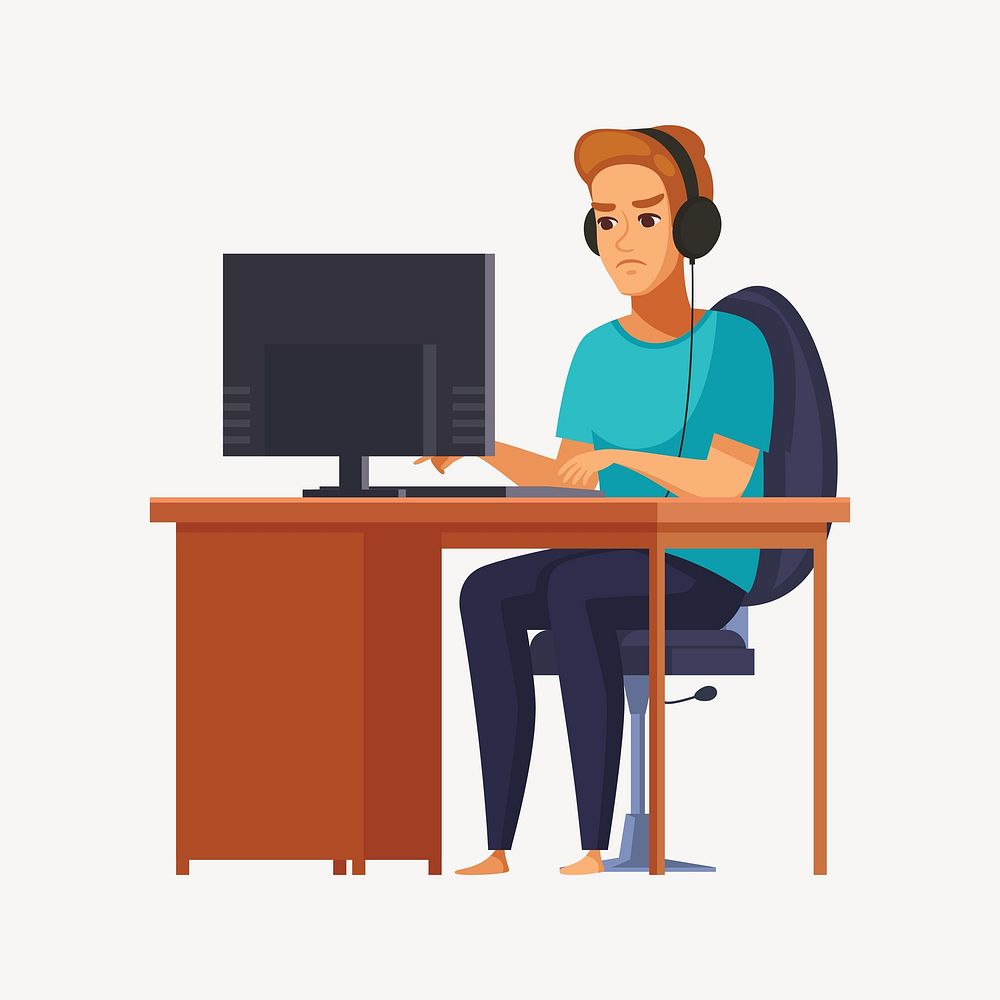 Working man clipart illustration vector. | Free Vector - rawpixel