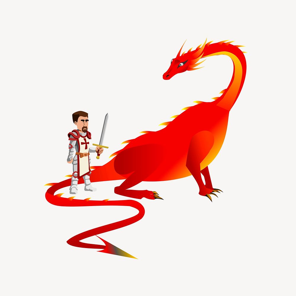 Knight dragon clipart, illustration vector. | Free Vector - rawpixel