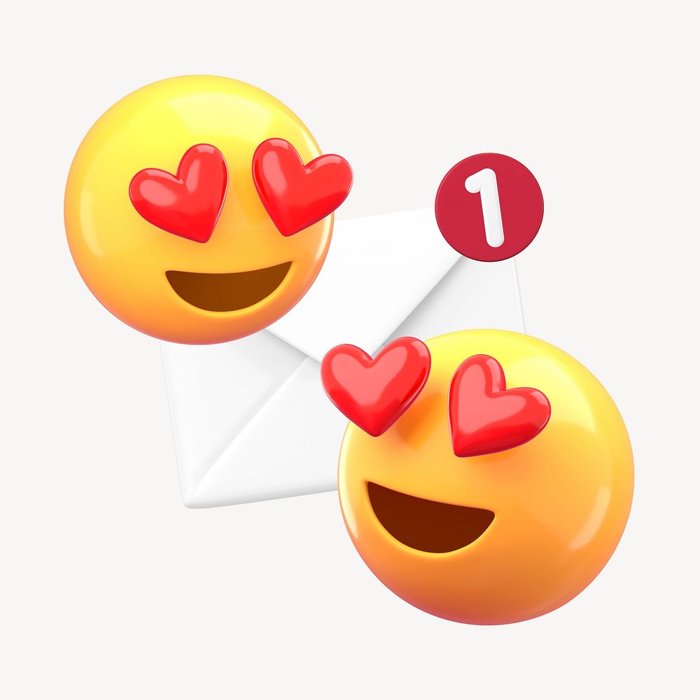 3D heart-eyes emoticons, Valentine's love | Premium Photo - rawpixel