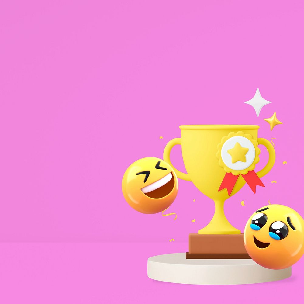 3D trophy emoticon background, winner | Premium Photo - rawpixel