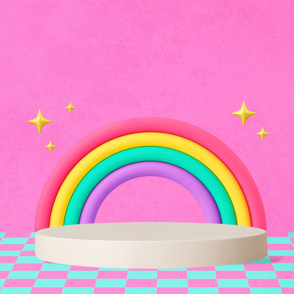 Rainbow product backdrop, pink 3D | Premium Photo - rawpixel