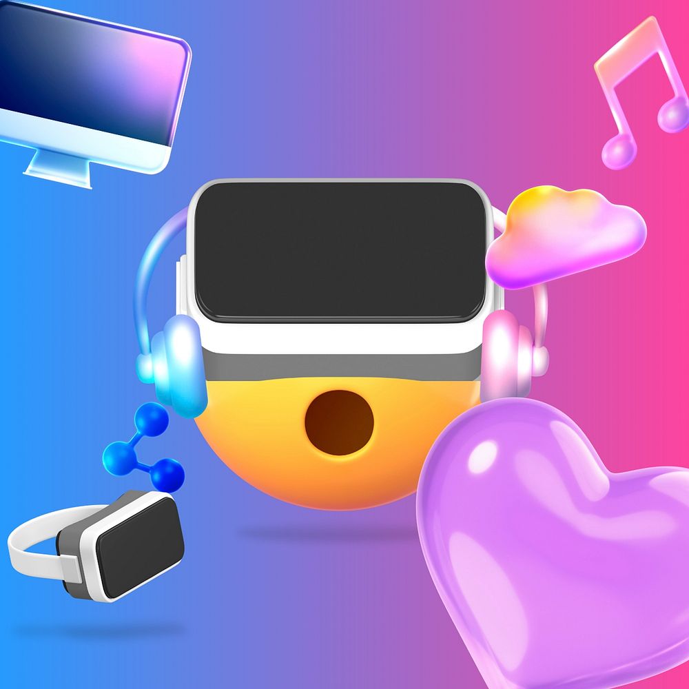 3D VR experience, emoticon illustration | Premium Photo - rawpixel